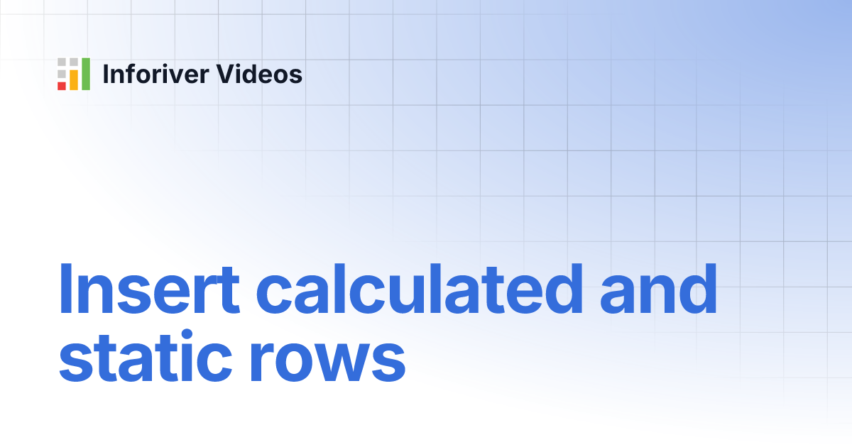 Insert calculated and static rows | Inforiver Videos