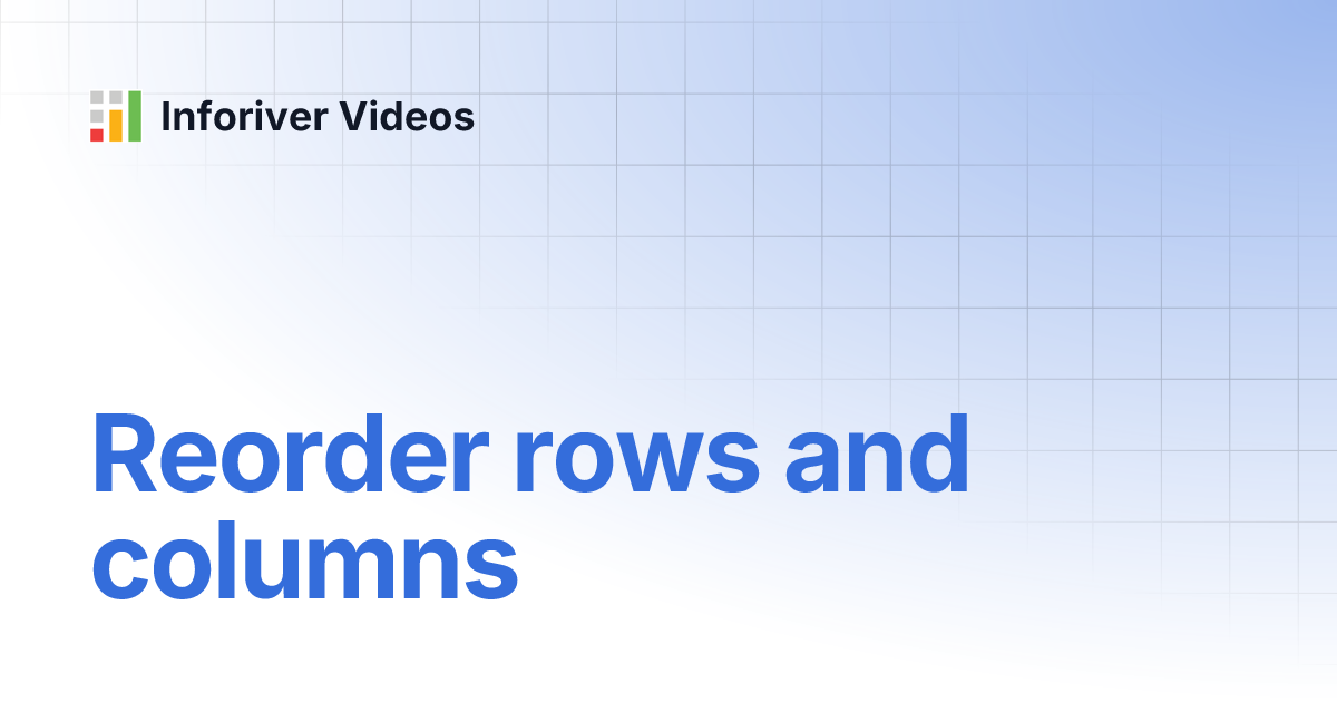Reorder rows and columns | Inforiver Videos